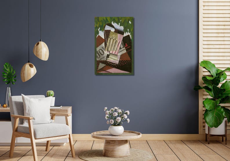 Glass, Newspaper and Leaves - Juan Gris, Canvas Art Print, Cubist Decor ...