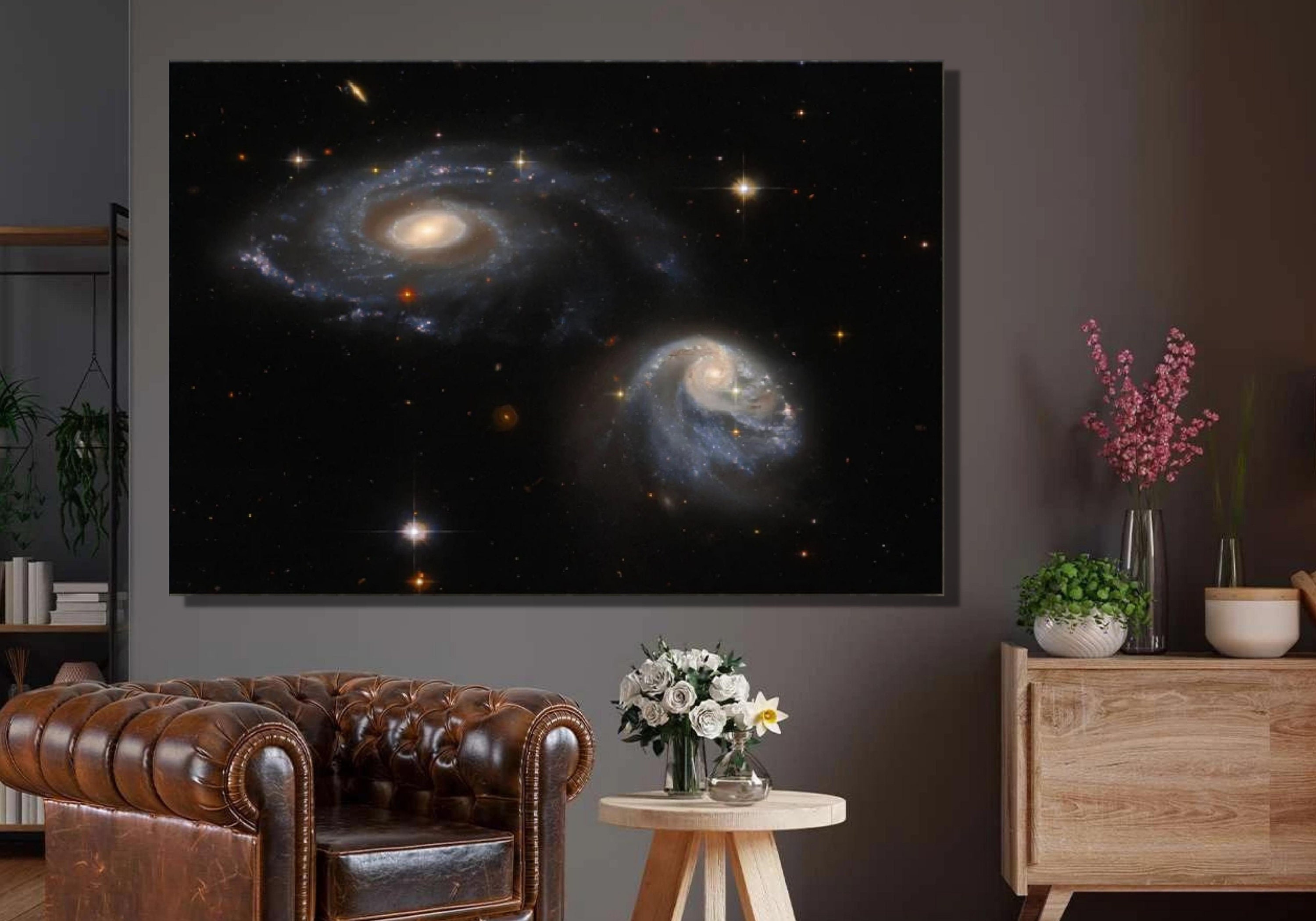 Two Galaxies Poster ,hubble Snaps a Pair of Interacting Galaxies CANVAS ...