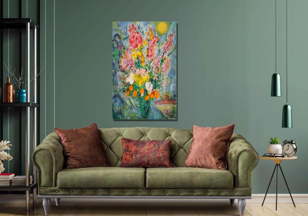 Marc Chagall Bouquet De Fleurs Art Print, Marc Chagall Canvas Wall Art ...