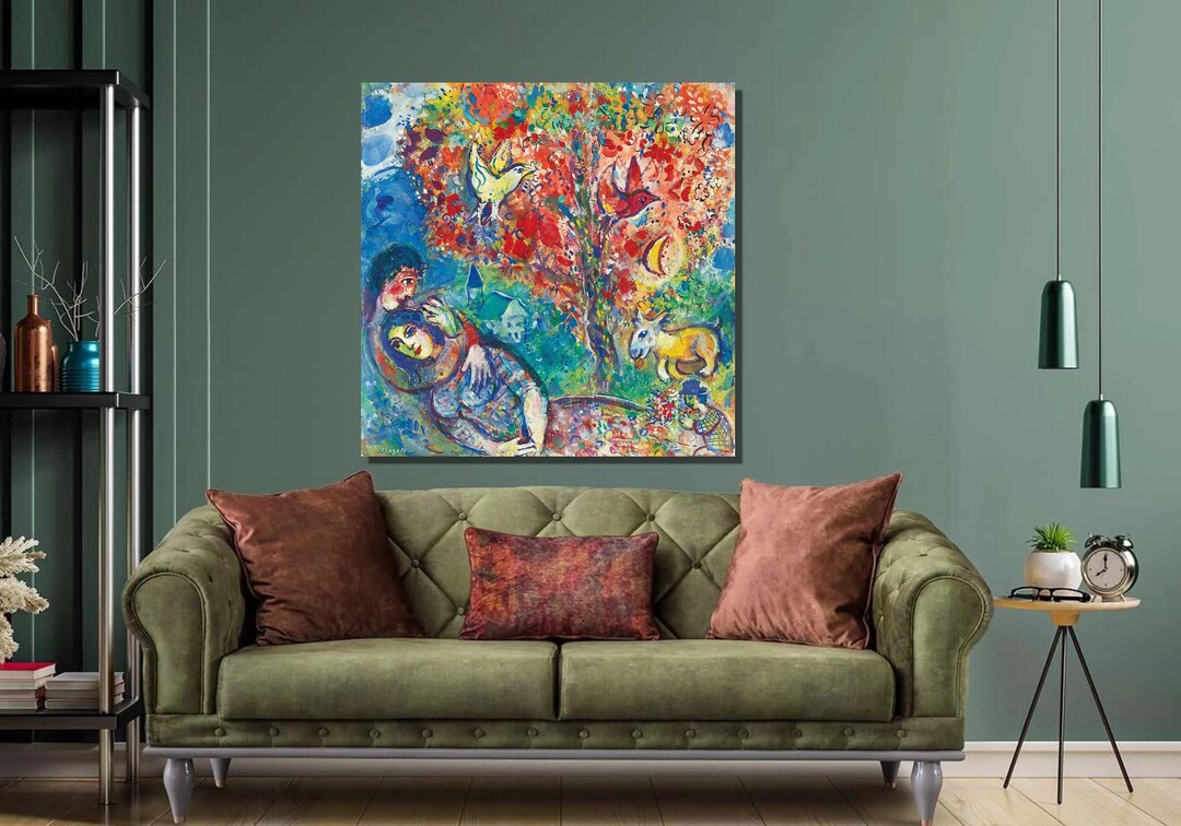 Marc Chagall Couple Under Tree Art Print, Marc Chagall Canvas Wall Art ...