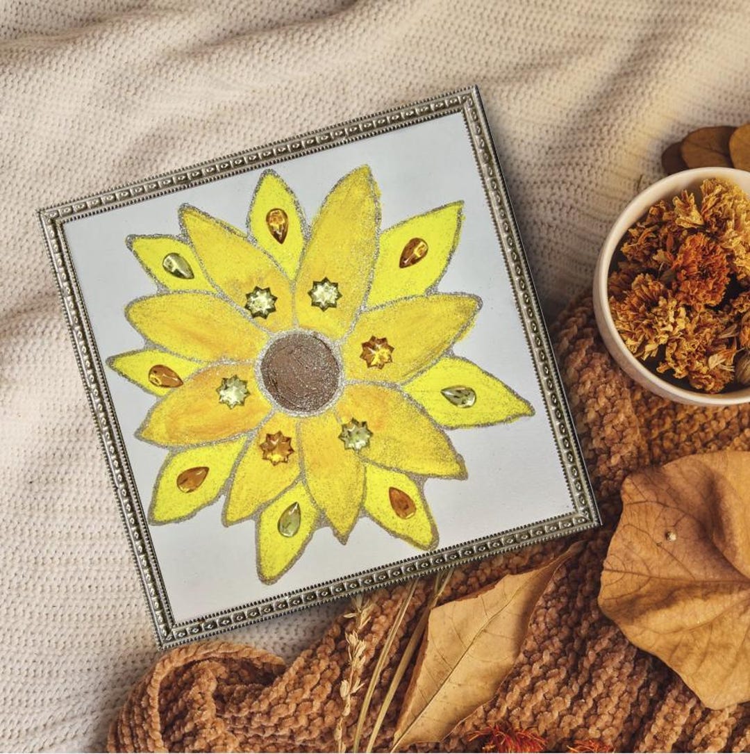 Original Sparkly Sunflower Artwork Handmade Glittery Canvas Wall ...