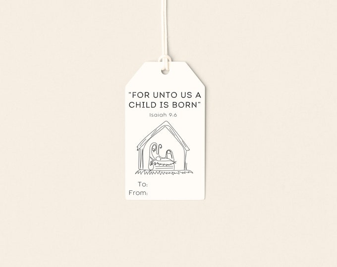 Christmas Gift Tag Printable Nativity Tag for Christmas Gift Scripture ...