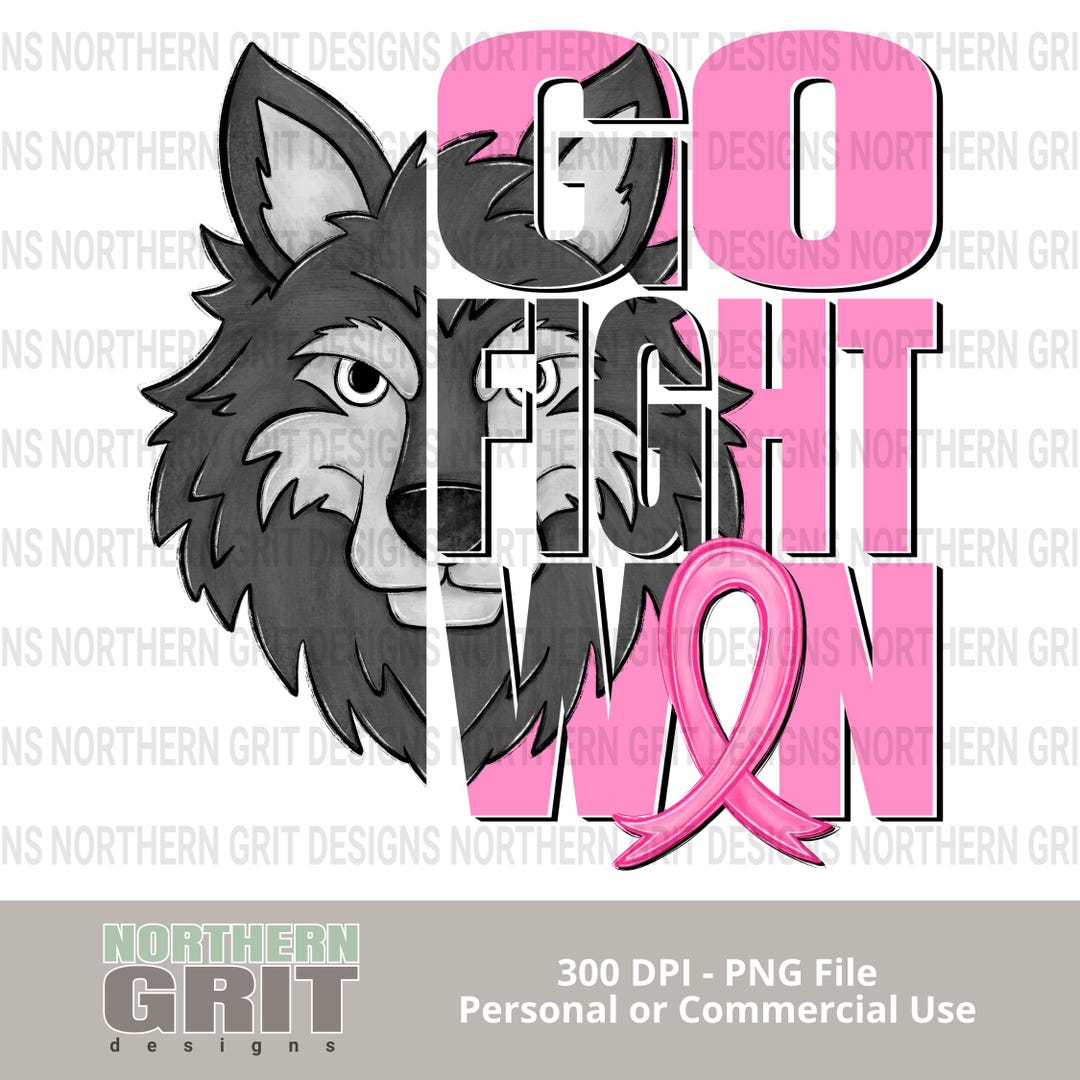 Go Fight Win Wolves Png, Breast Cancer Awareness, Wolves Mascot, Pink ...