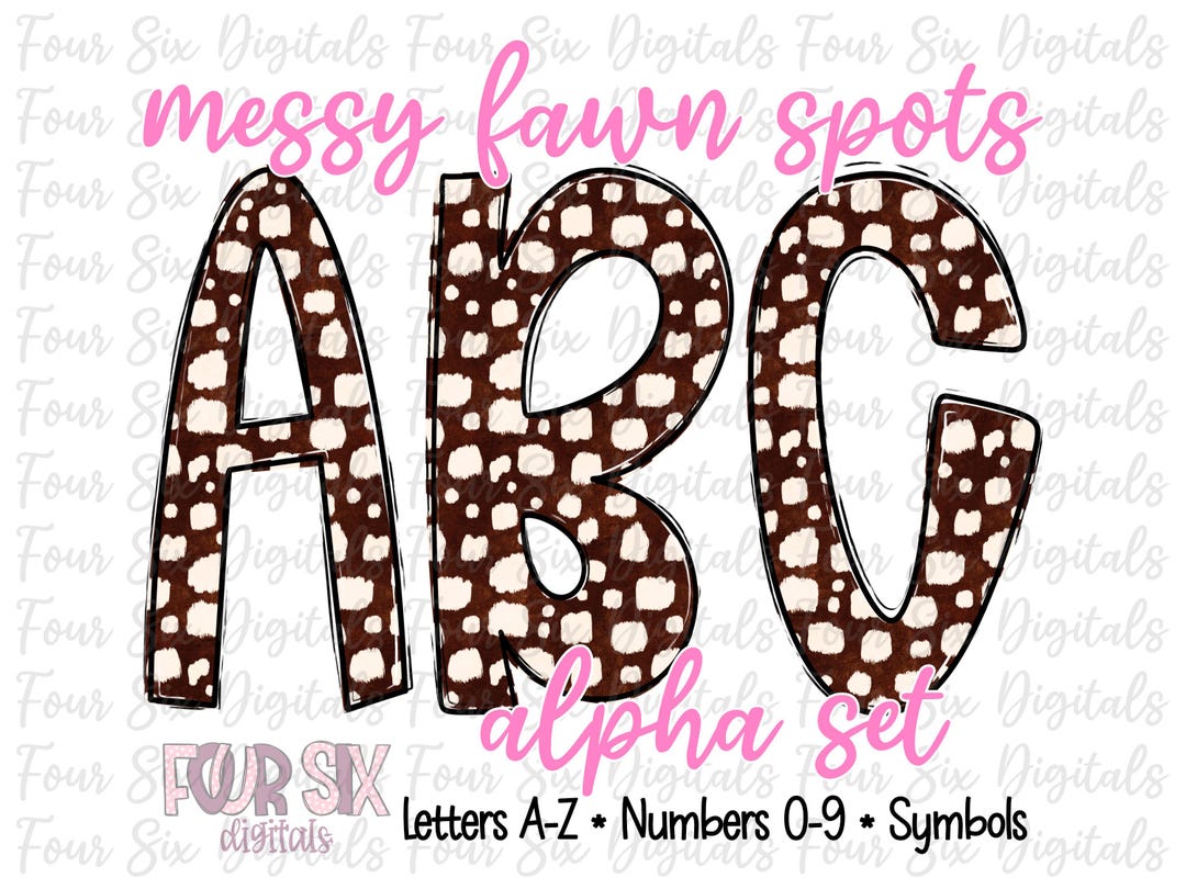 Deer Alphabet PNG, Messy Fawn Spots Alpha Set, Woodland Baby Letters ...