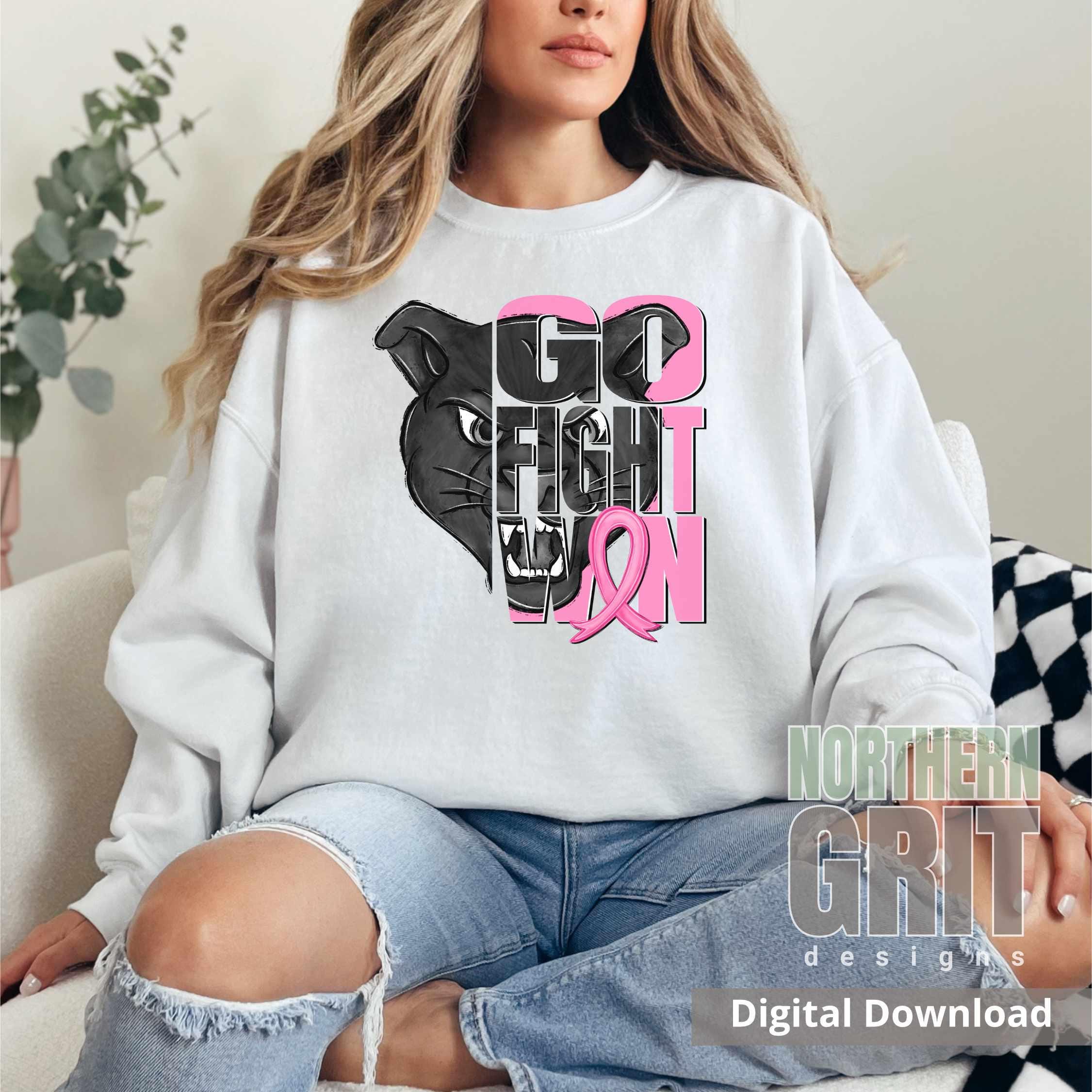 Go Fight Win Panther Png, Breast Cancer Awareness, Panthers Mascot ...