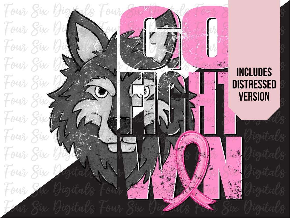 Go Fight Win Wolves Png, Breast Cancer Awareness, Wolf Mascot, Pink Out ...