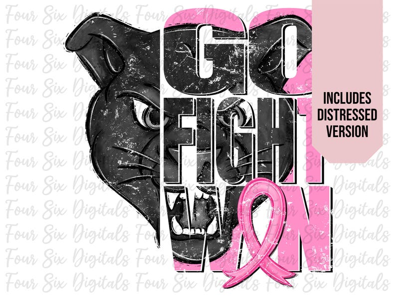 Go Fight Win Panther Png, Breast Cancer Awareness, Panthers Mascot ...