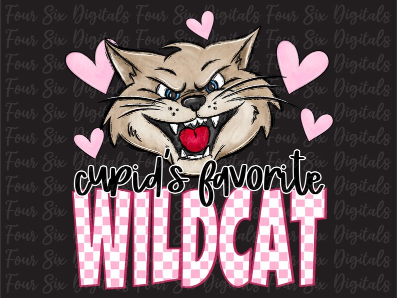 Wildcat Valentine Png, Go Fight Win Wildcat, V-day Wildcat Mascot ...