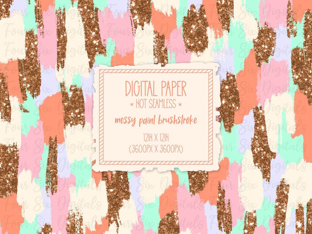 Brushstroke Digital Paper Png, Messy Paint Brush Stroke Pattern, Faux ...