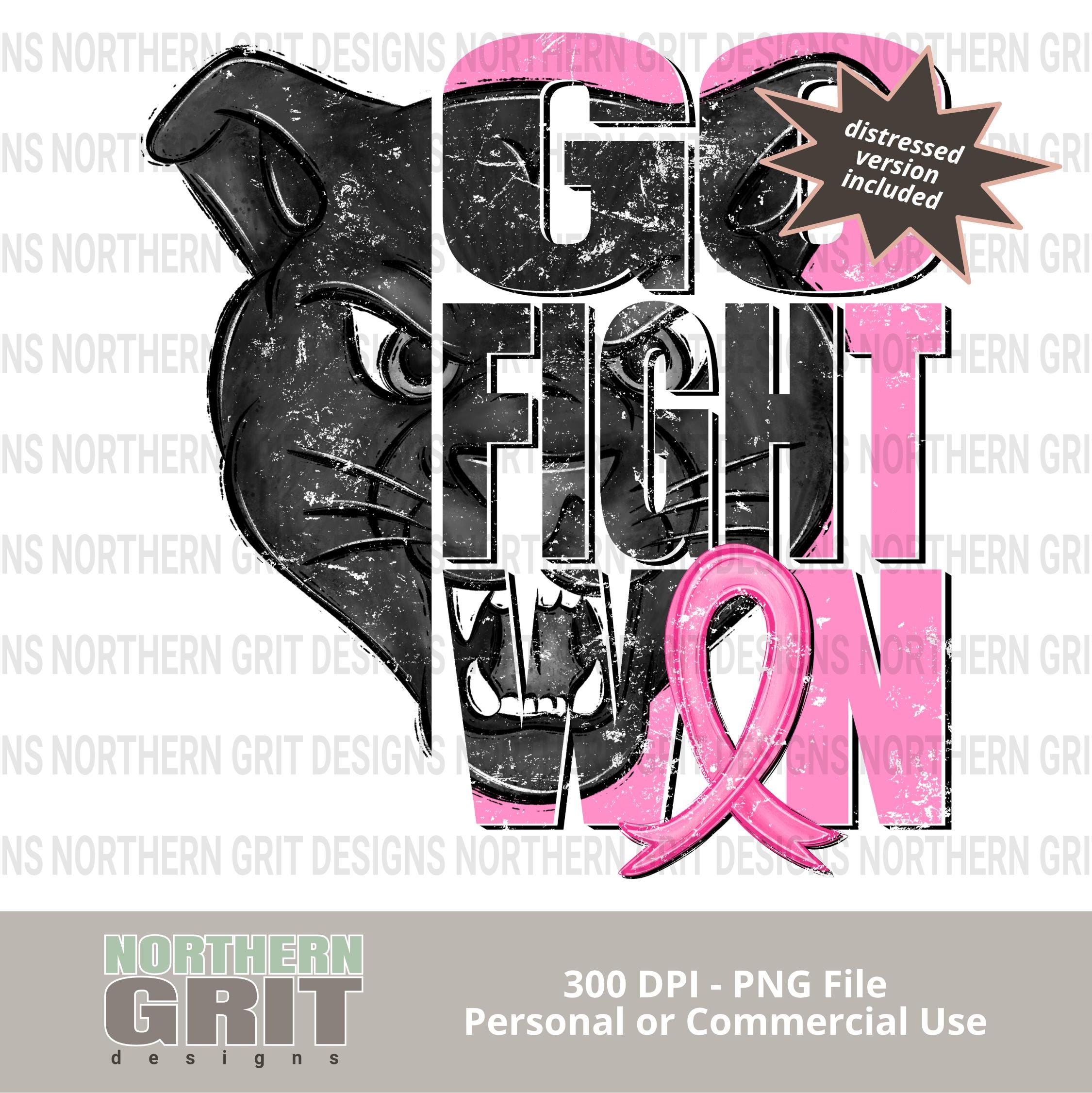 Go Fight Win Panther Png, Breast Cancer Awareness, Panthers Mascot ...