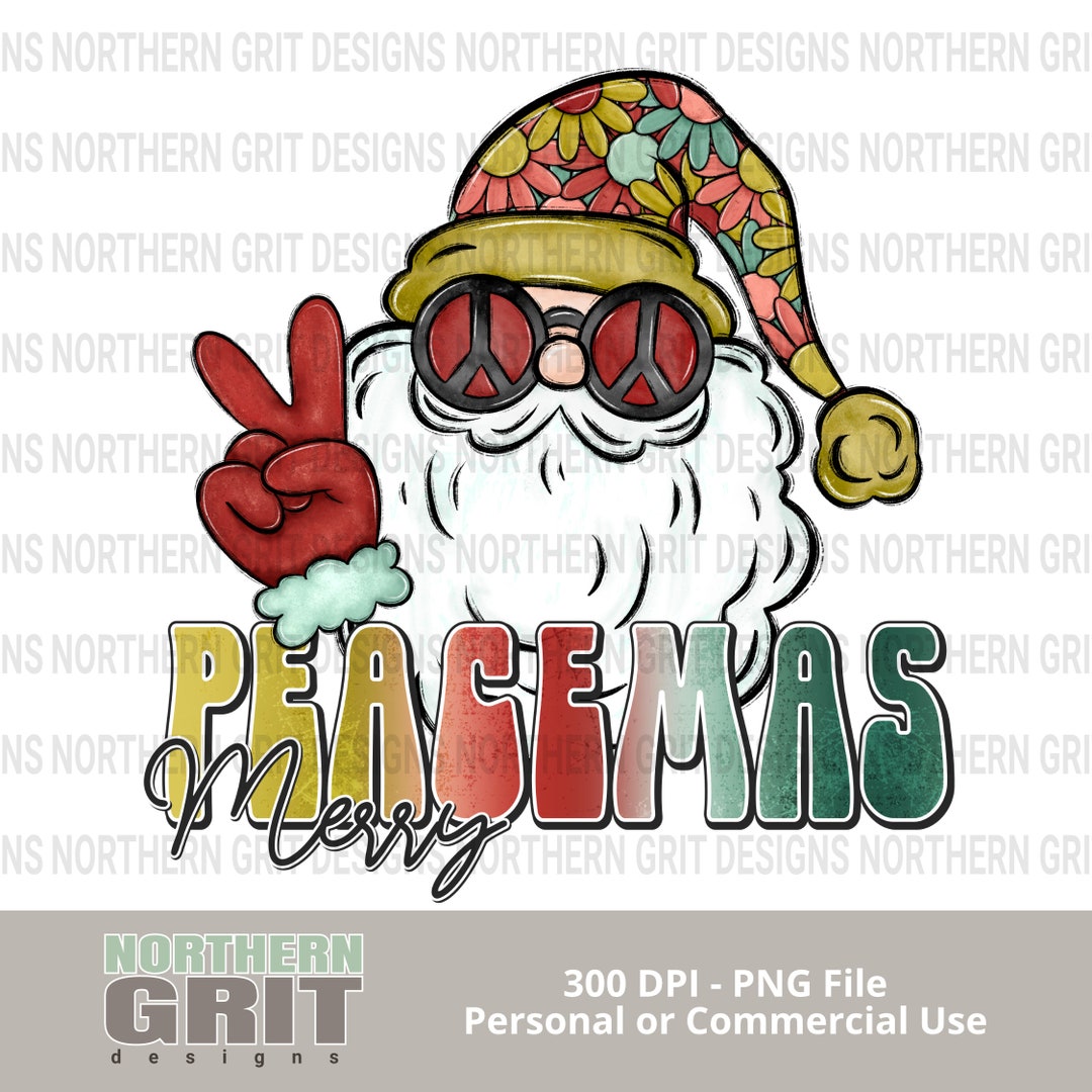 Merry Peacemas Png Christmas Png Hippie Santa Png Digital - Etsy