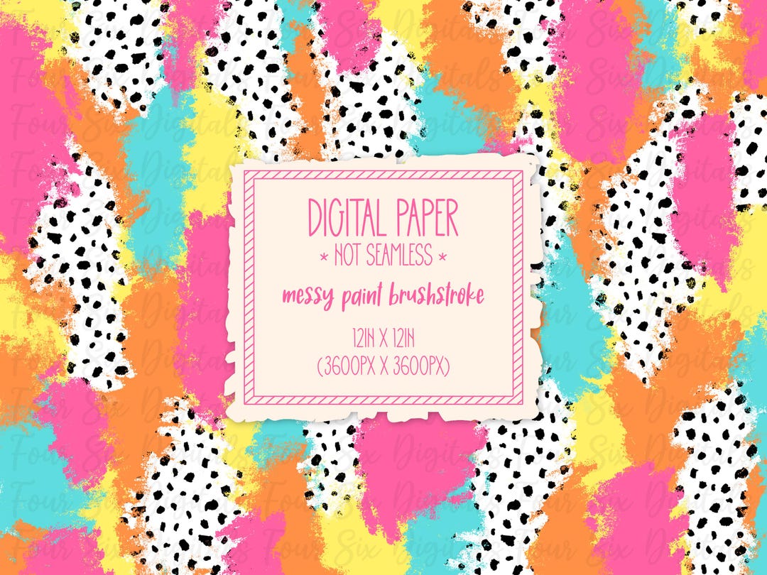 Brushstroke Pattern Digital Paper, Messy Paint, Easter Brush Stroke Png ...