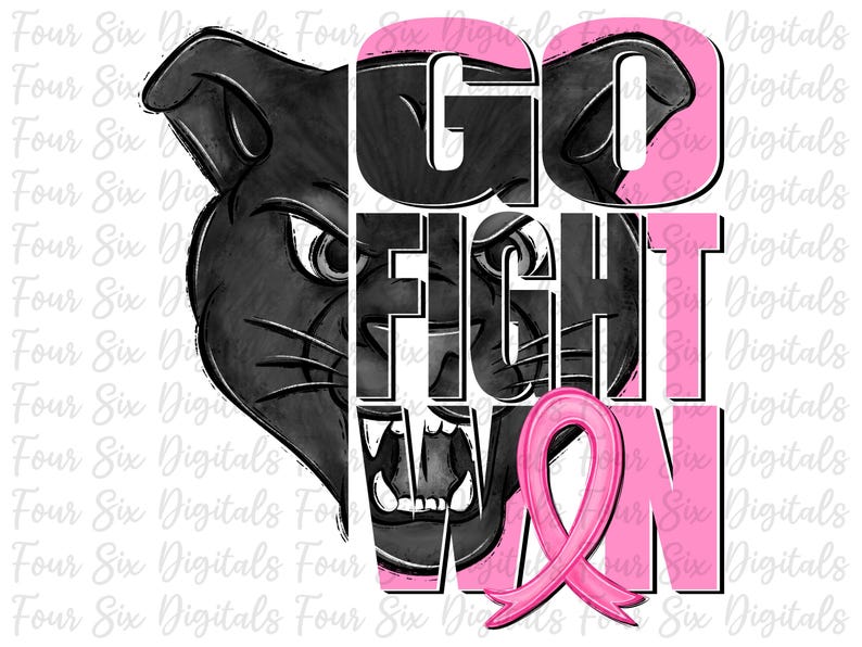 Go Fight Win Panther Png, Breast Cancer Awareness, Panthers Mascot ...