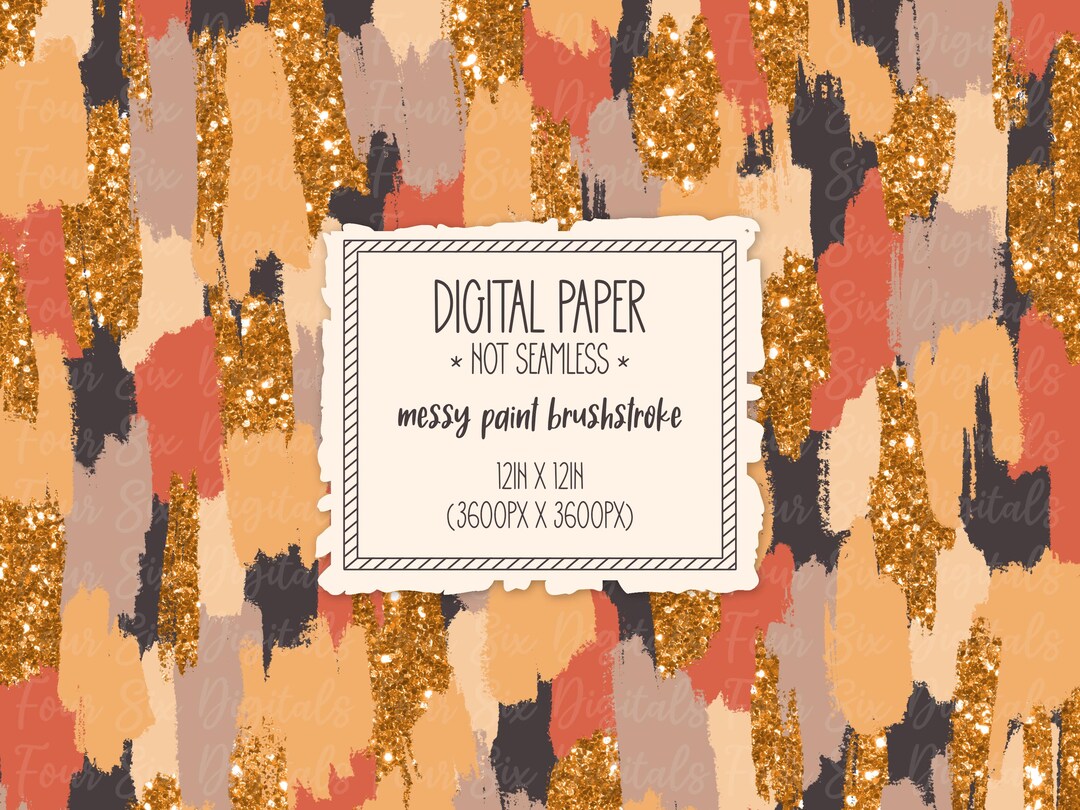 Brushstroke Digital Paper Png, Messy Paint Brush Stroke Pattern, Faux ...