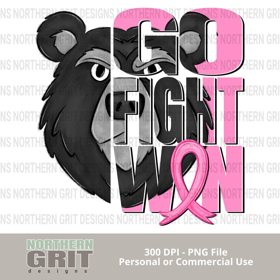 Go Fight Win Bears Png, Breast Cancer Awareness, Bears Mascot, Pink Out ...