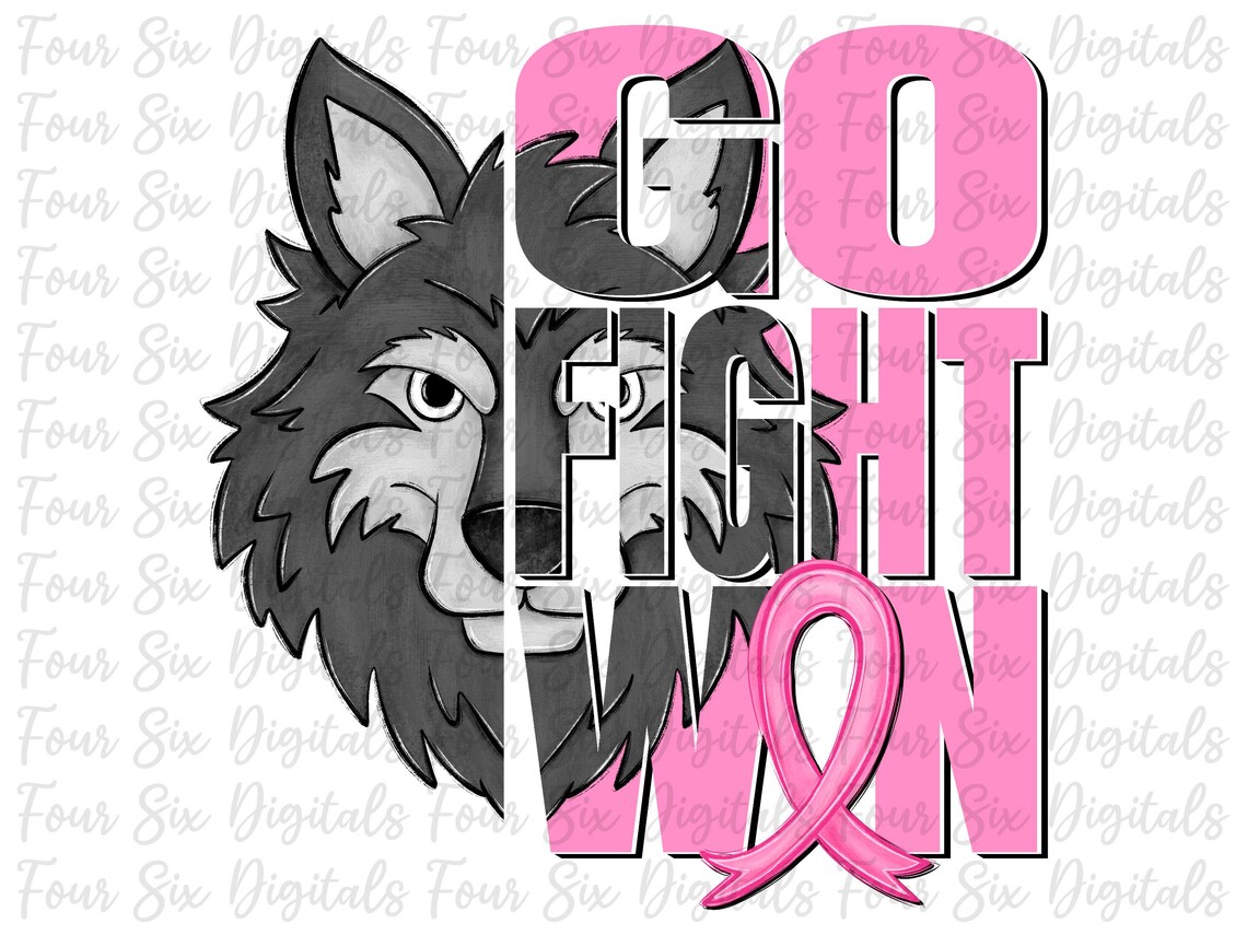 Go Fight Win Wolves Png, Breast Cancer Awareness, Wolf Mascot, Pink Out ...