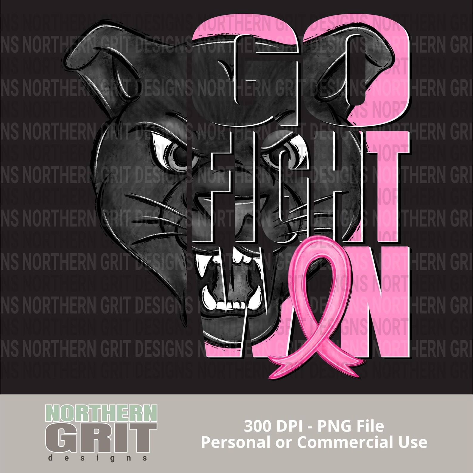 Go Fight Win Panther Png, Breast Cancer Awareness, Panthers Mascot ...