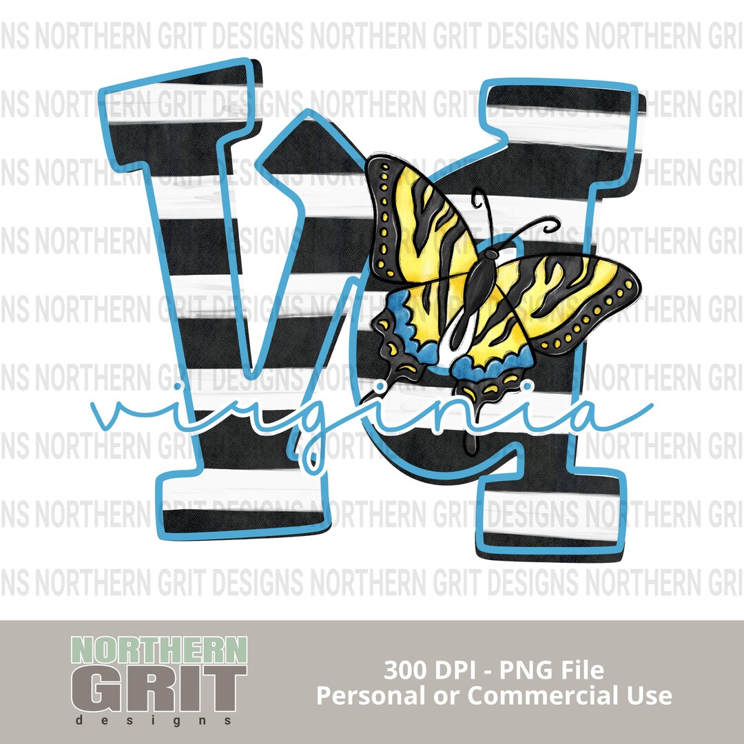 Virginia Png, Virginia Tiger Swallowtail Png, Virginia DTF Design, VA ...