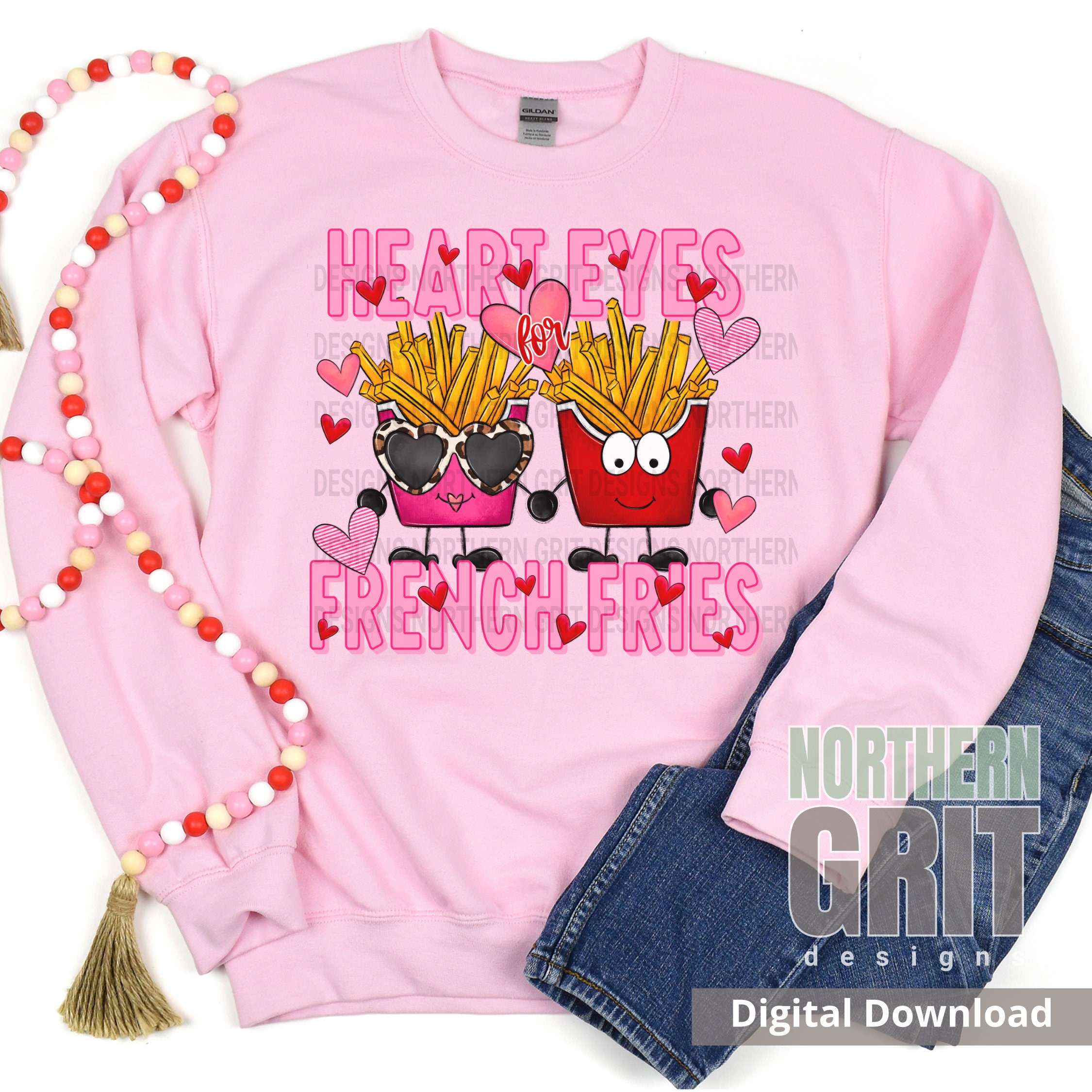 Heart Eyes for French Fries Png, French Fry Design, Valentine Png ...