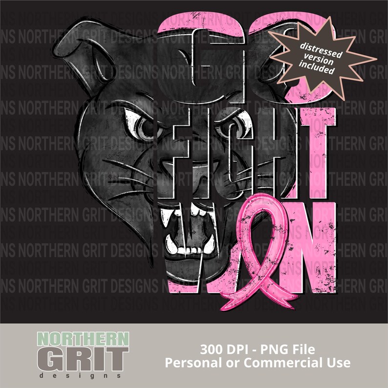 Go Fight Win Panther Png, Breast Cancer Awareness, Panthers Mascot ...