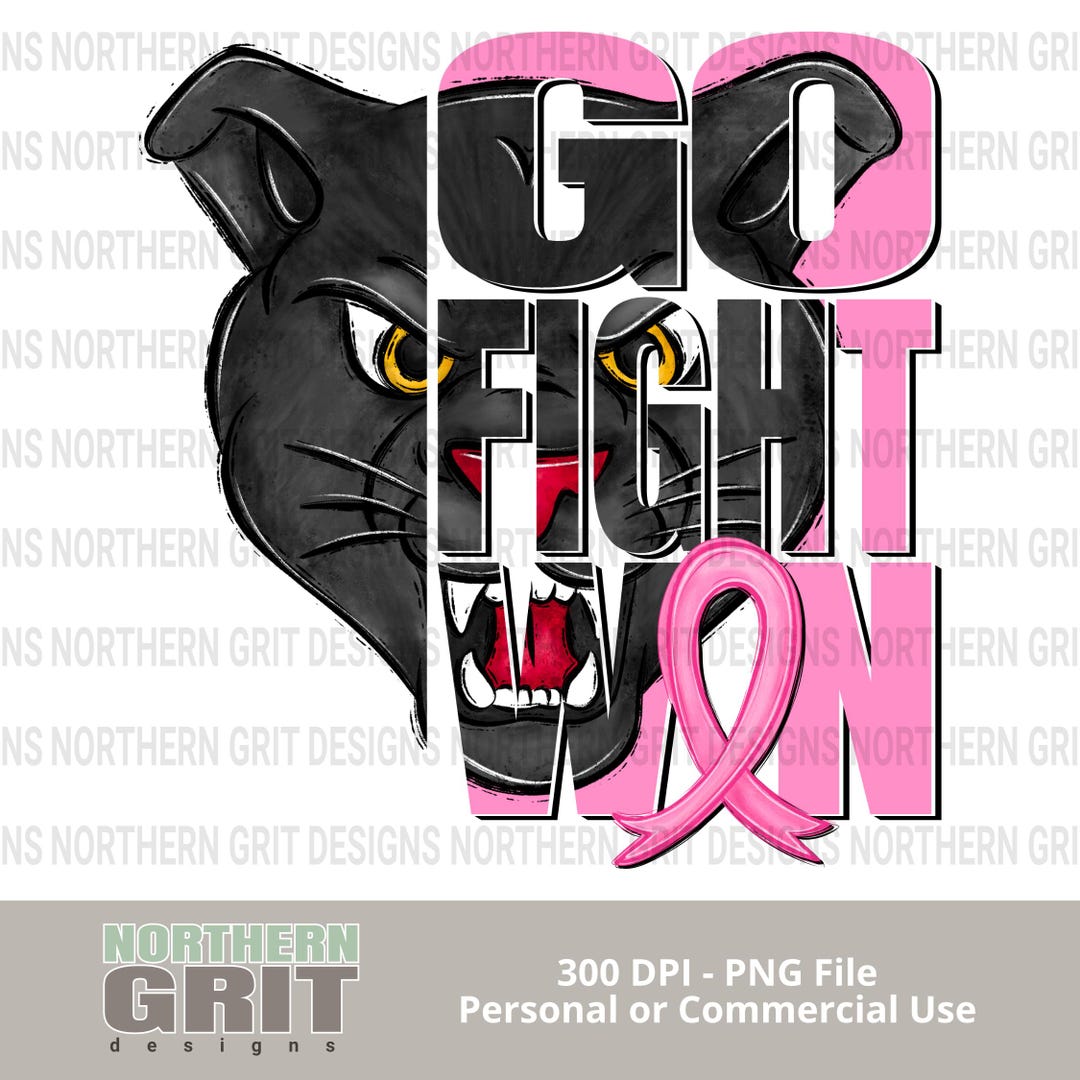 Go Fight Win Panther Png, Breast Cancer Awareness, Panthers Mascot ...