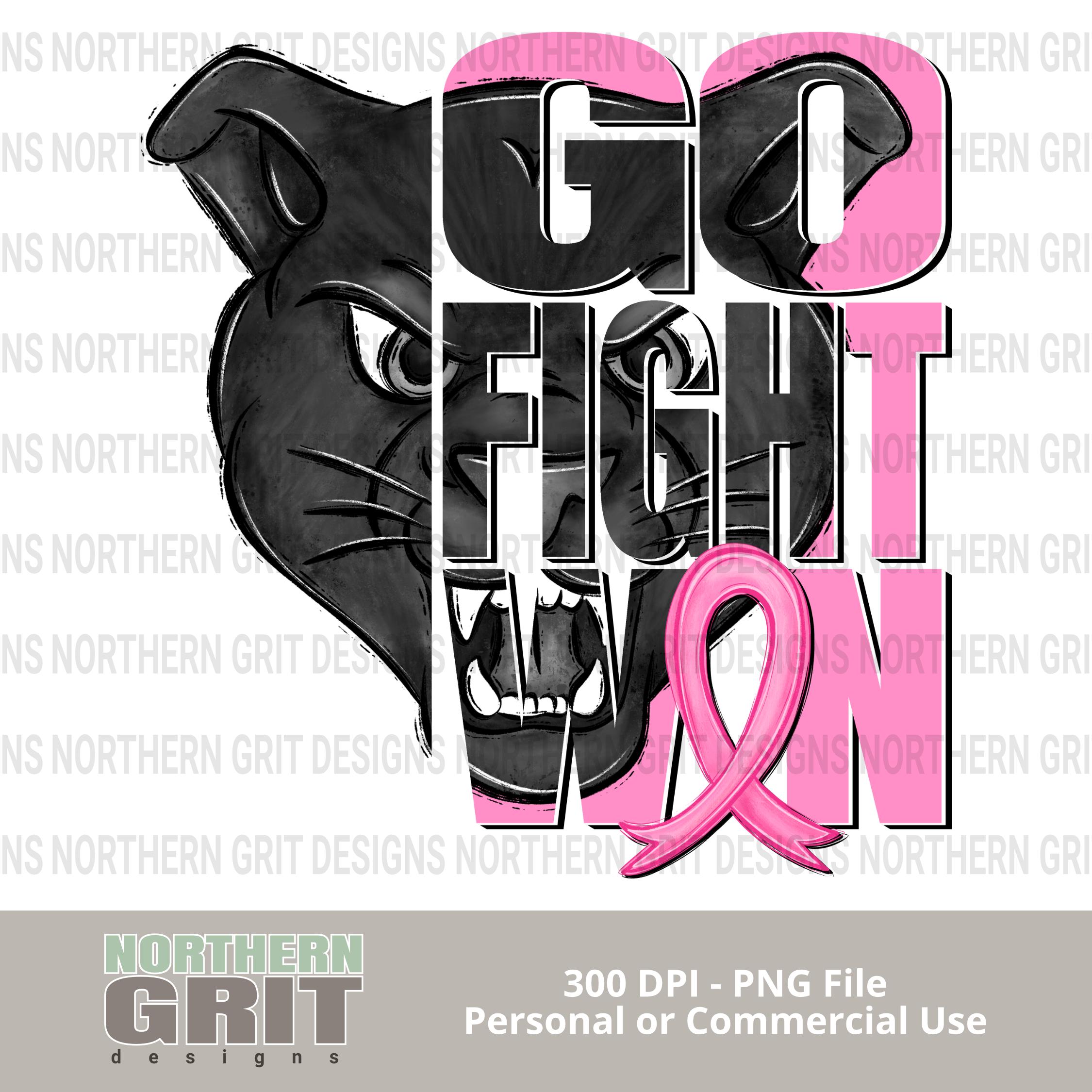 Go Fight Win Panther Png, Breast Cancer Awareness, Panthers Mascot ...