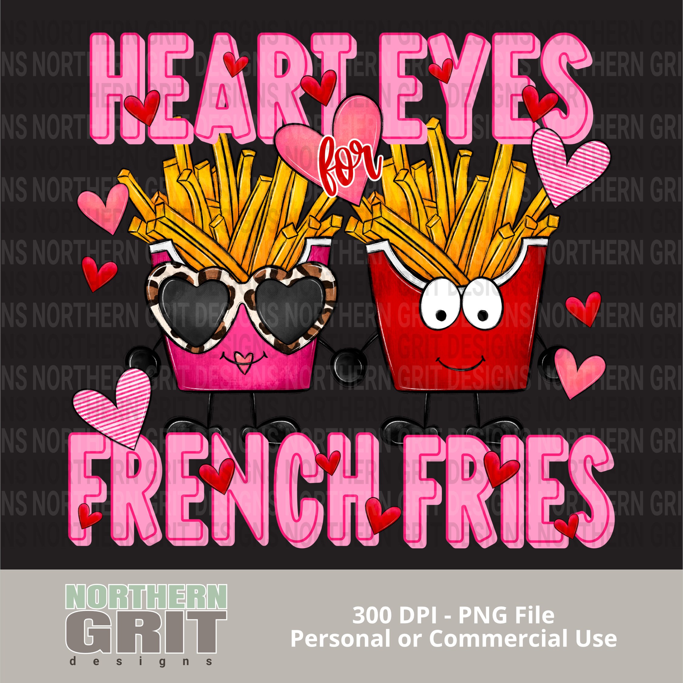 Heart Eyes for French Fries Png, French Fry Design, Valentine Png ...