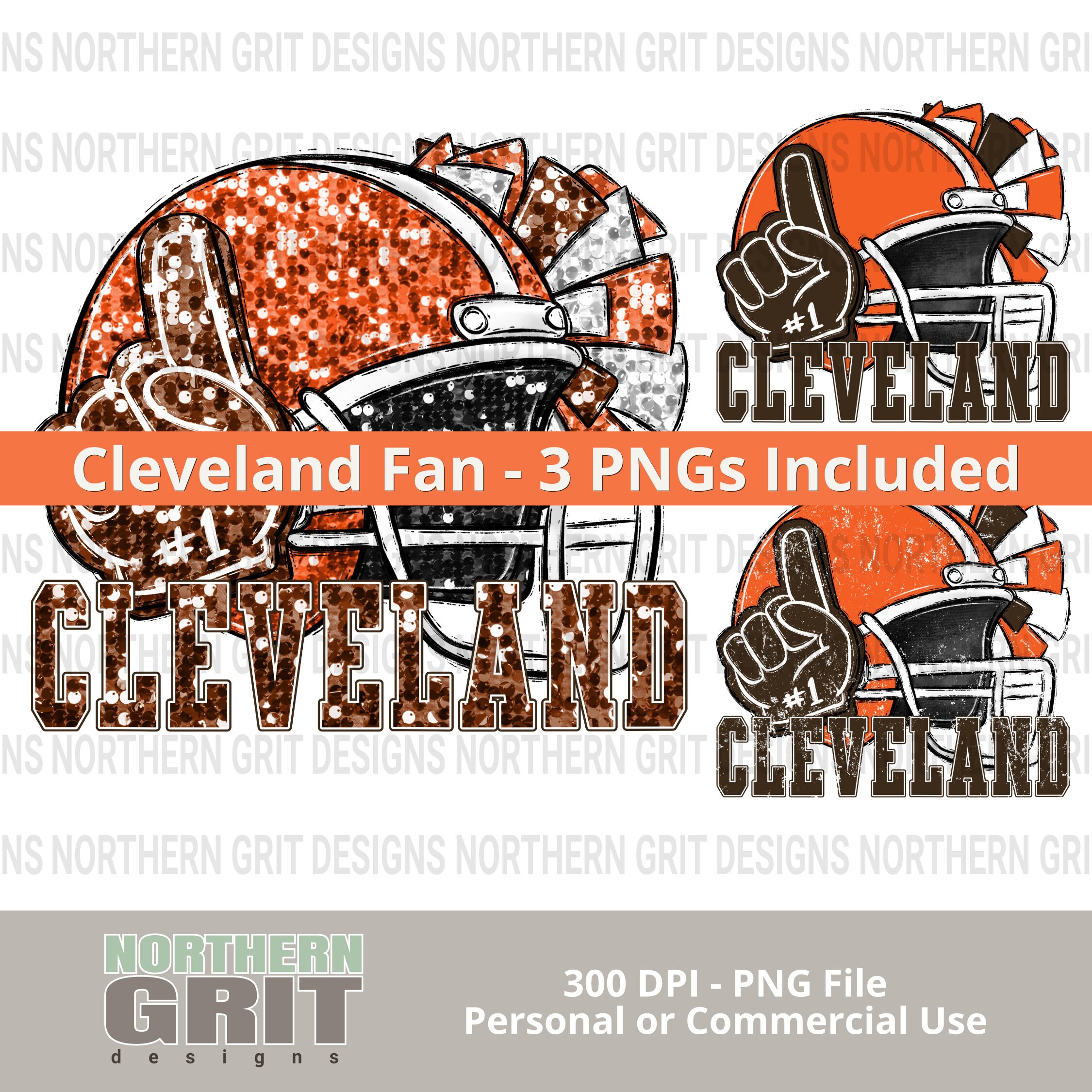 Cleveland Football Fan Png, Football Fan DTF Design, Cleveland Football ...