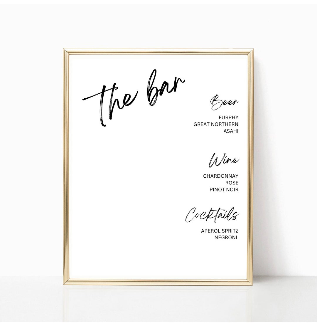 Bar Menu Template, Modern Editable Drink Menu Template, Minimalist ...