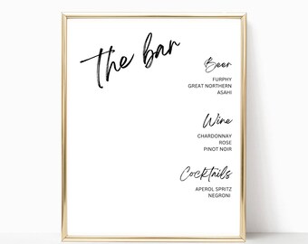 Bar Menu Template, Modern Editable Drink Menu Template, Minimalist ...