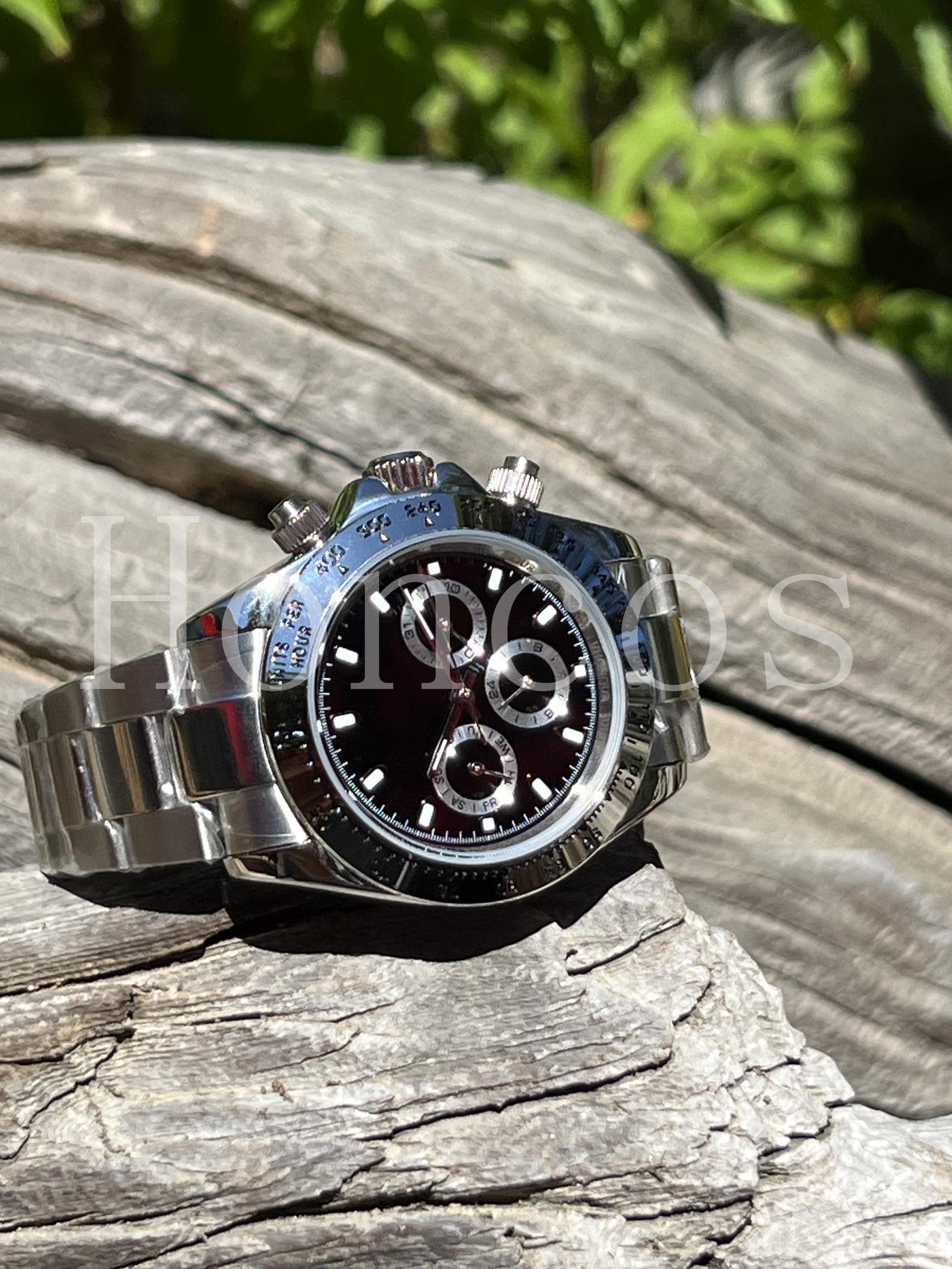 Custom Made MODS Daytona Style Watch Silver Case Oyster Bracelet Band ...