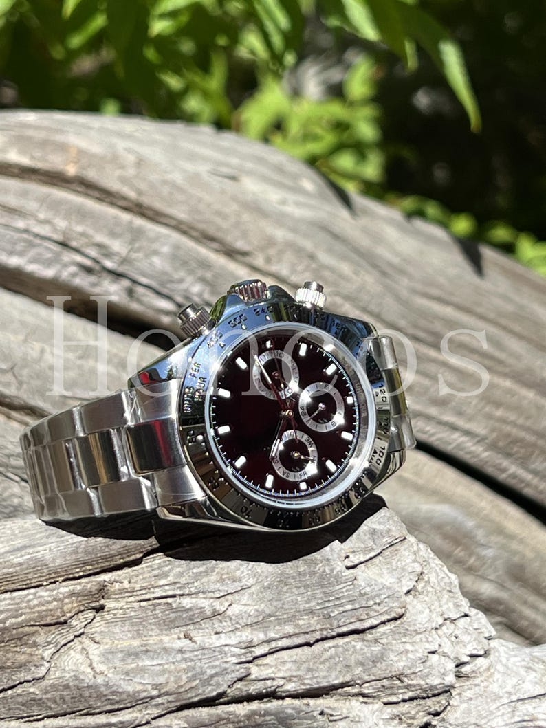 Custom Made MODS Daytona Style Watch Silver Case Oyster Bracelet Band ...