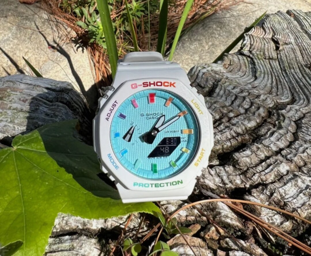 Custom Made MODS Casioak GA2100-7A With Rainbow Marker and Case Cover ...