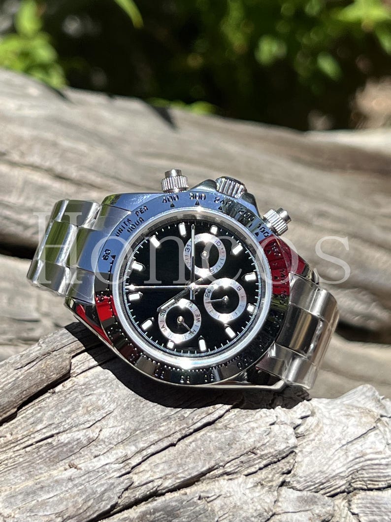 Custom Made MODS Daytona Style Watch Silver Case Oyster Bracelet Band ...