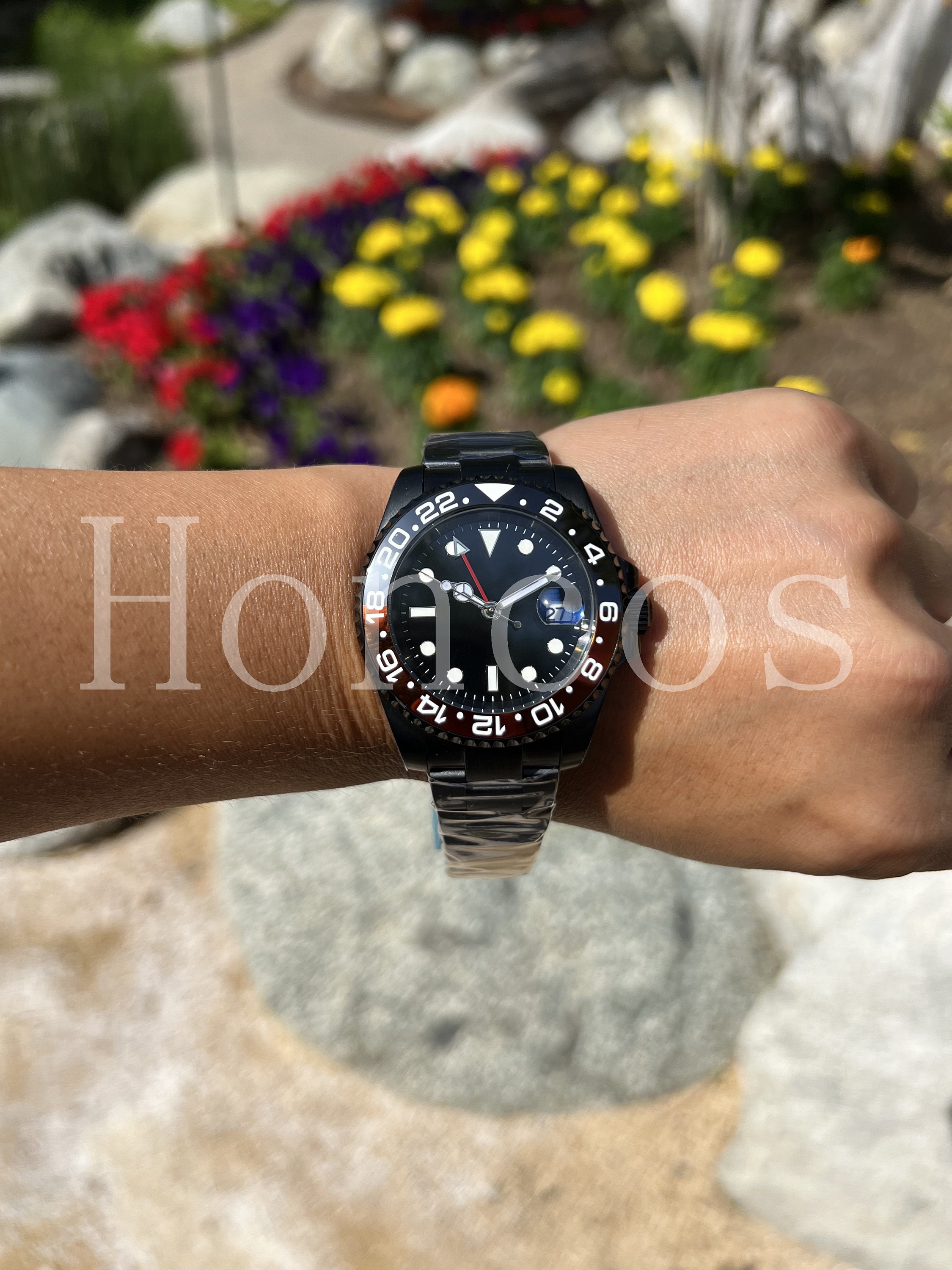 Custom Made MODS GMT Style Watch With All Black Case and Oyster ...