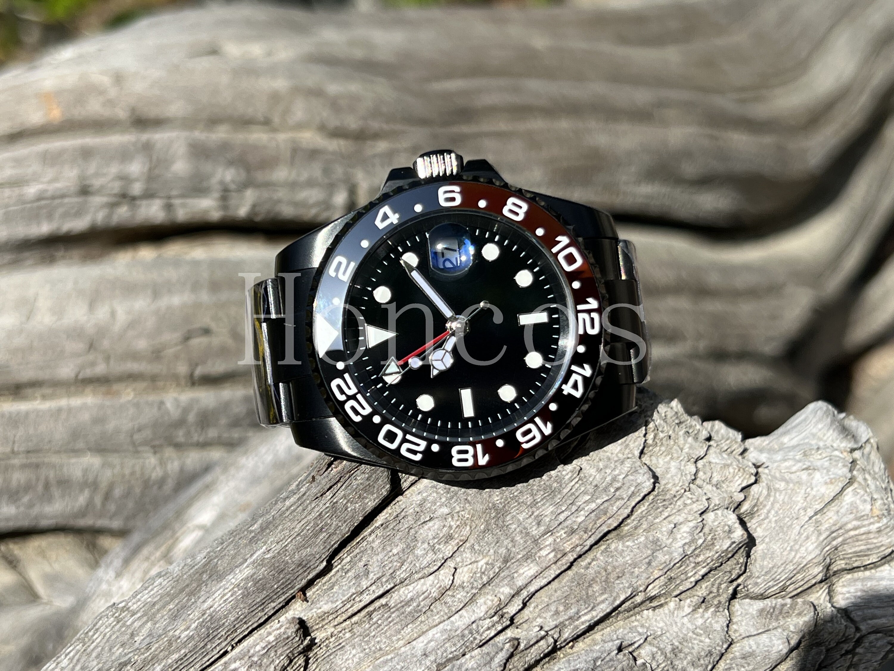 Custom Made MODS GMT Style Watch With All Black Case and Oyster ...