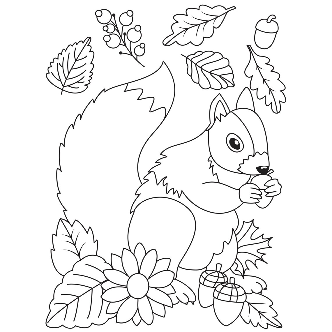 Simple Autumn Coloring Picture - Etsy