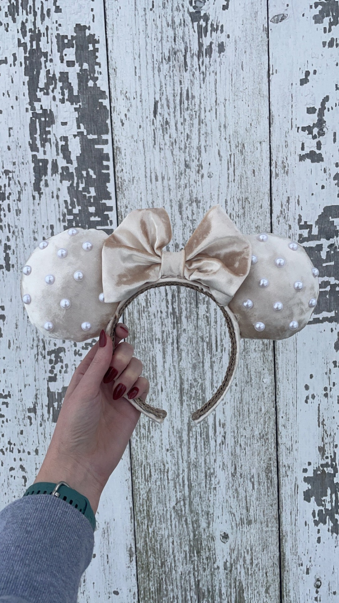 Beige Velvet Minnie Mouse Ears - Etsy