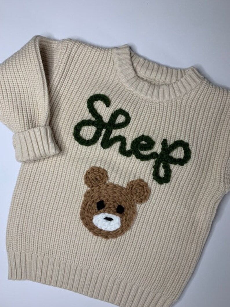 Teddy Bear Embroidered Baby and Toddler Sweater Custom Embroidered ...