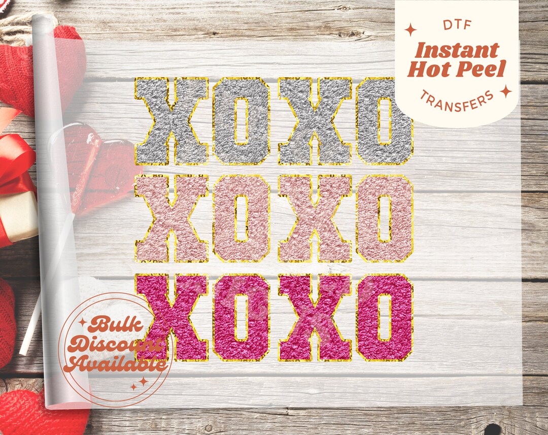 Ready to Press DTF Transfers XOXO Stacked Faux Chenille Patch Iron on ...