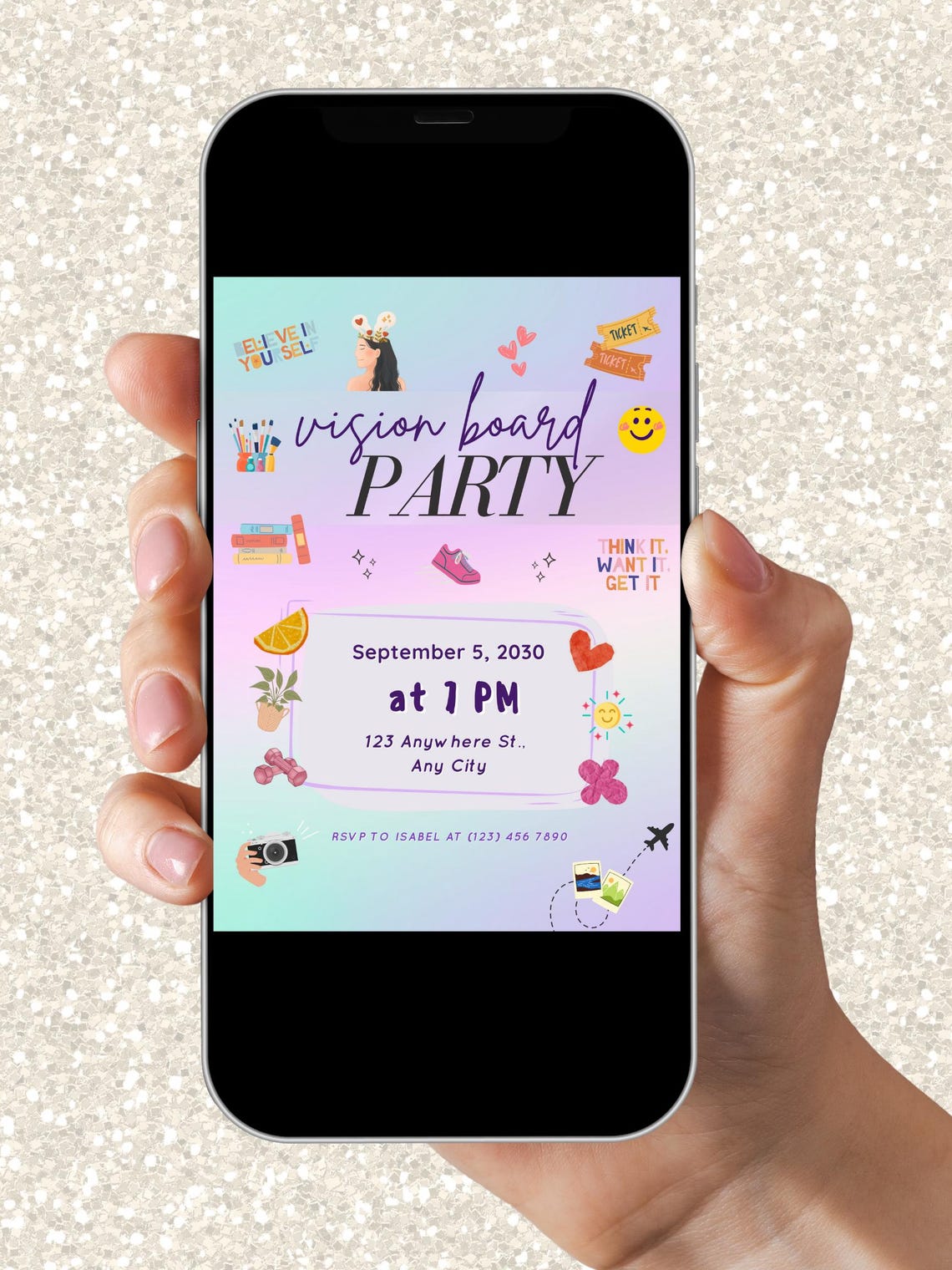 Vision Board Party Invitation Printable Dream Board Party Invite ...