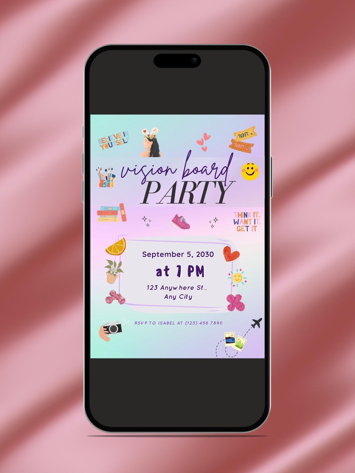 Vision Board Party Invitation Printable Dream Board Party Invite ...