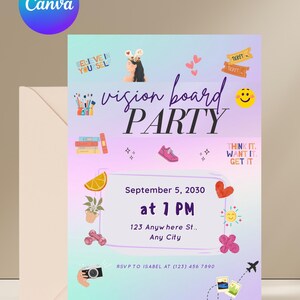 Vision Board Party Invitation Printable Dream Board Party Invite ...