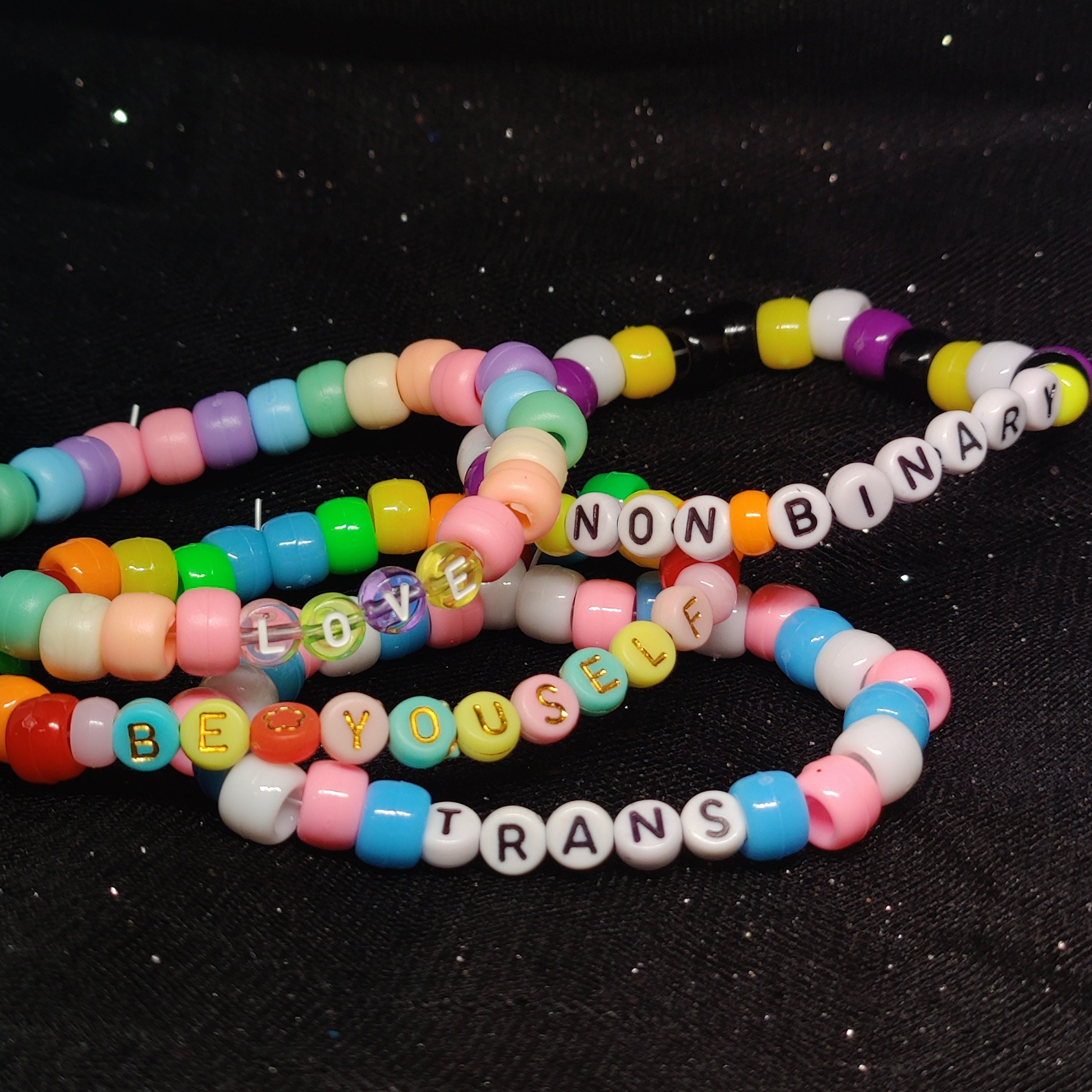 5 Pack LGBTQIA Pride Kandi Bracelet, Pronoun, Identity, Love, Respect ...