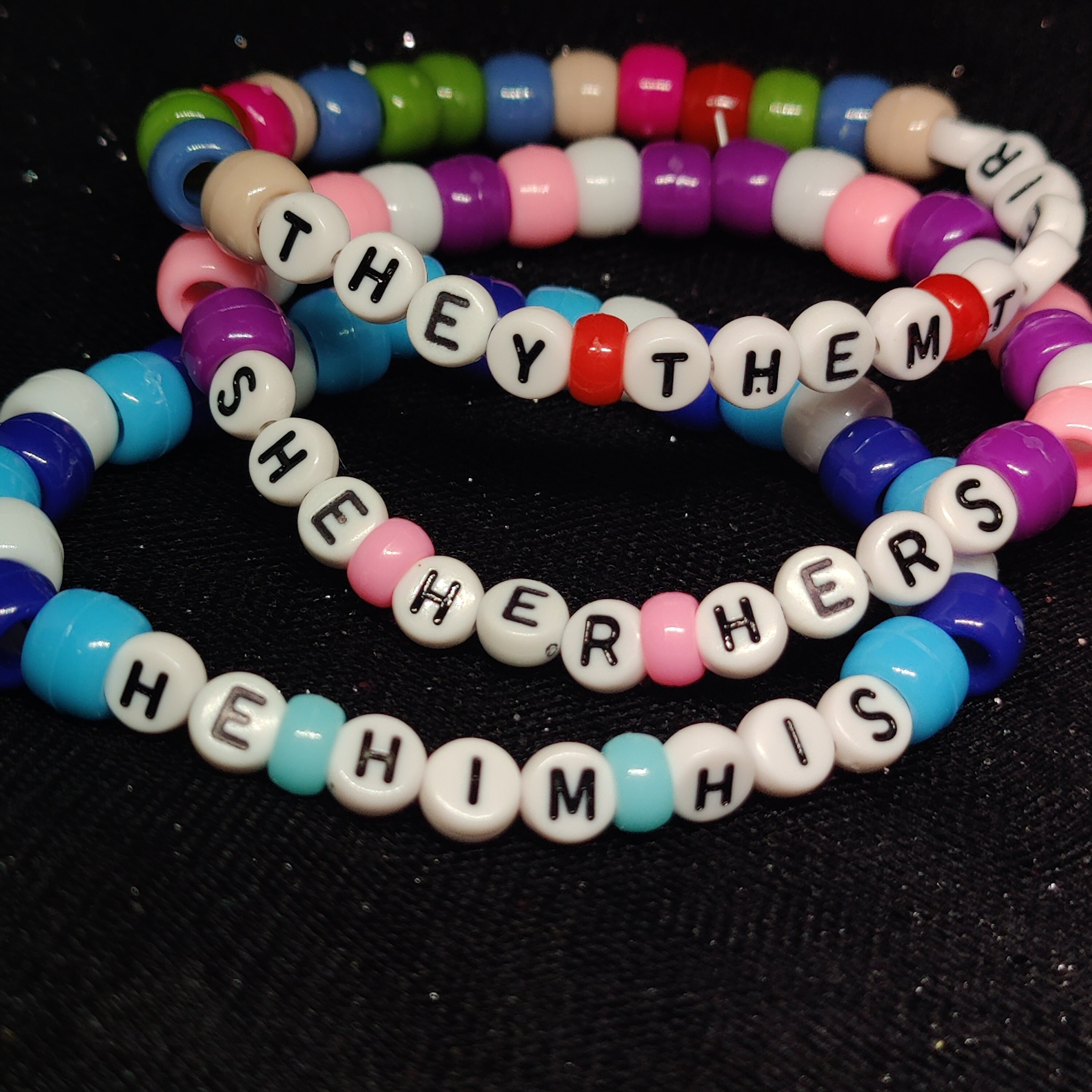 5+ Pack LGBTQIA+ Pride Kandi Bracelet, Pronoun, Identity, Love, Respect ...
