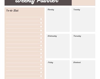 Pink Weekly Planner Template (printable PDF File) - Etsy UK