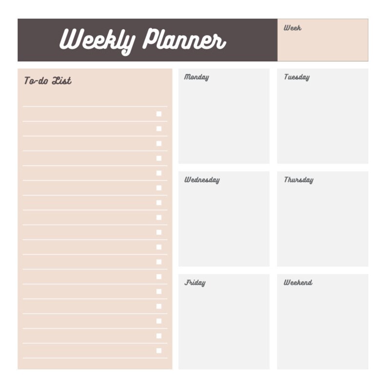 Weekly Planner Template - Etsy