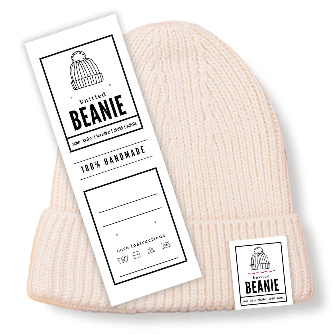Printable Beanie Tags Knit Beanie Labels Fold-over Tags for - Etsy