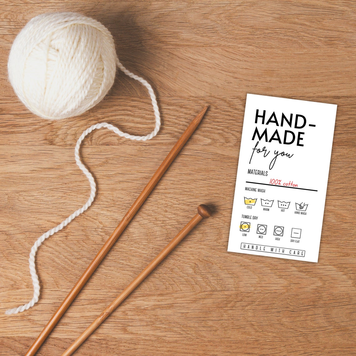 Printable Care Instructions Tag for Handmade Items, Market Prep Tools ...