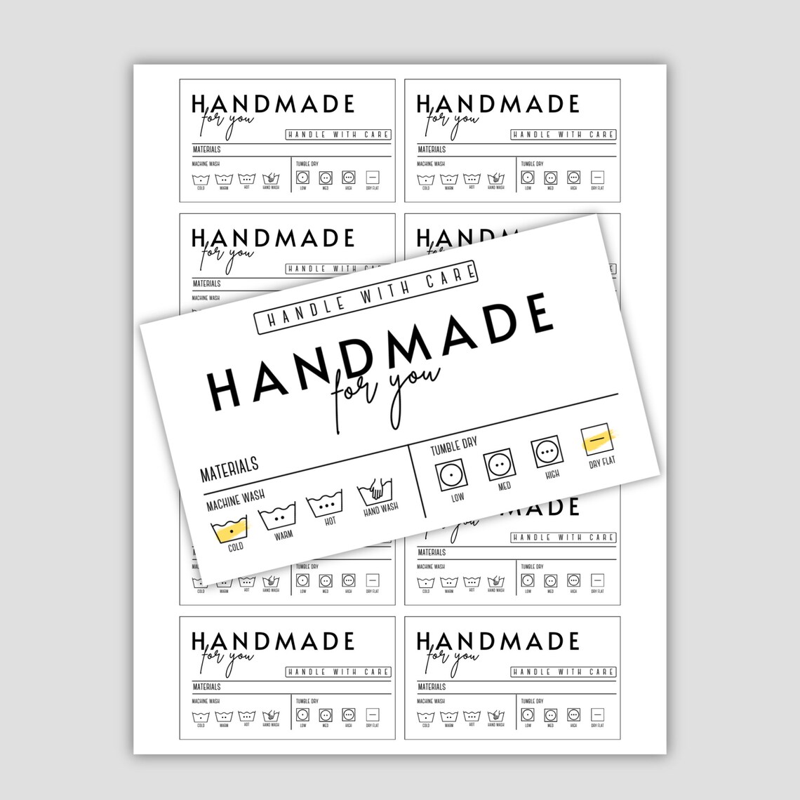 Printable Care Instructions Tag for Handmade Items, Market Prep Tools ...
